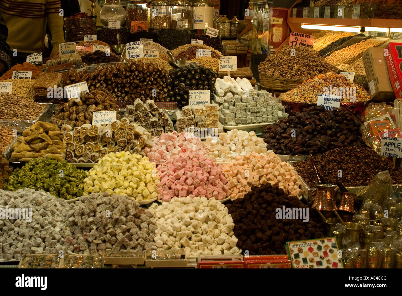 Turkish Delights on display in the Spice Bazaar. Istanbul Stock Photo ...