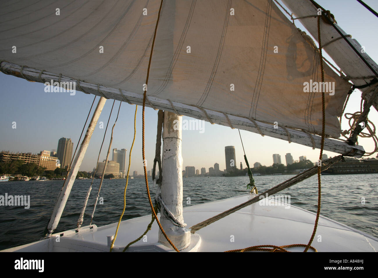 Boat sailing along the Nile in Cairo, Egypt Stock Photo - Alamy