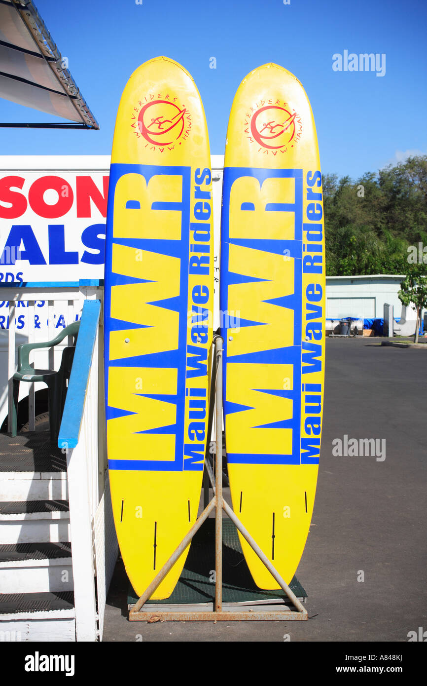 surfboards for advertising surf lessons. kihei, maui, hawaii, usa Stock ...
