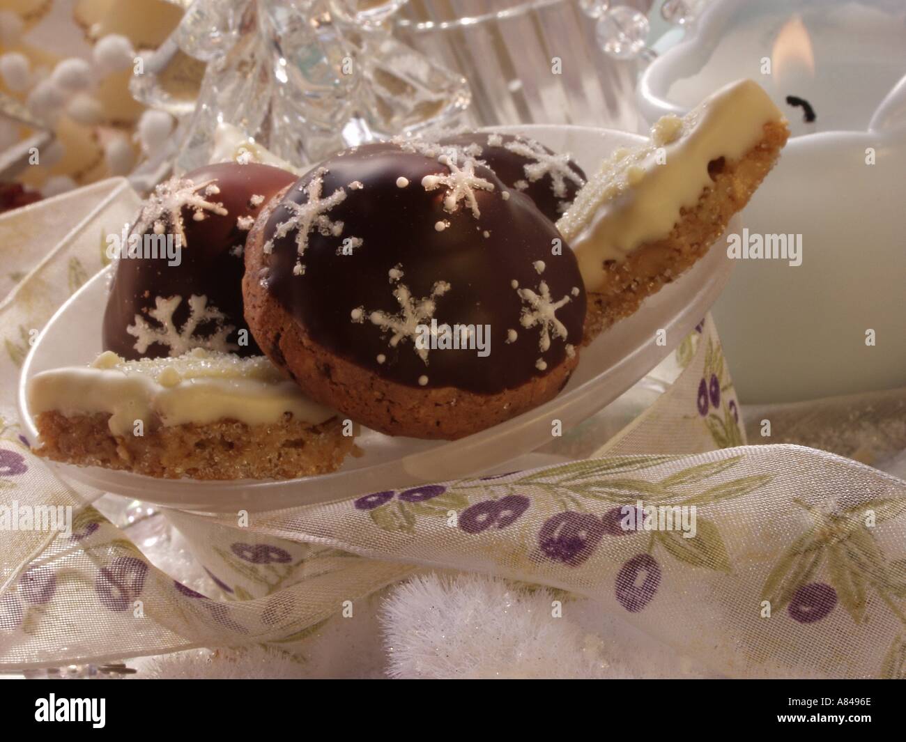 Cherry cookies and white chocolate biscuits Stock Photo - Alamy