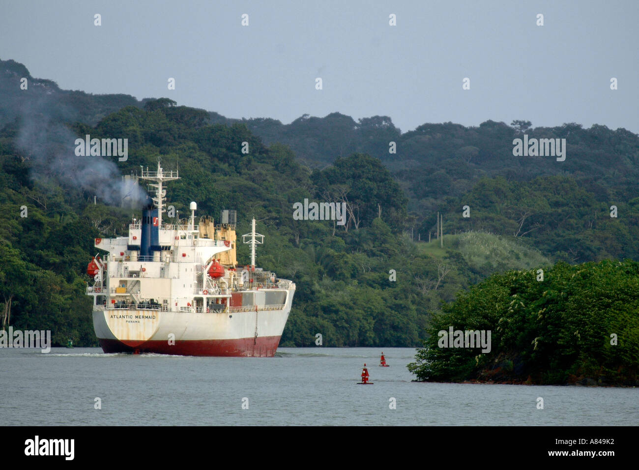 Cargo ship in the Panama Canal, Panama Stock Photo - Alamy