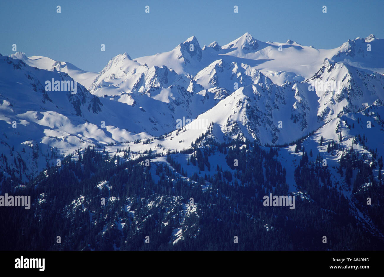 Snow capped Bailey Range Mountains from Hurricane Ridge Visitor Center ...
