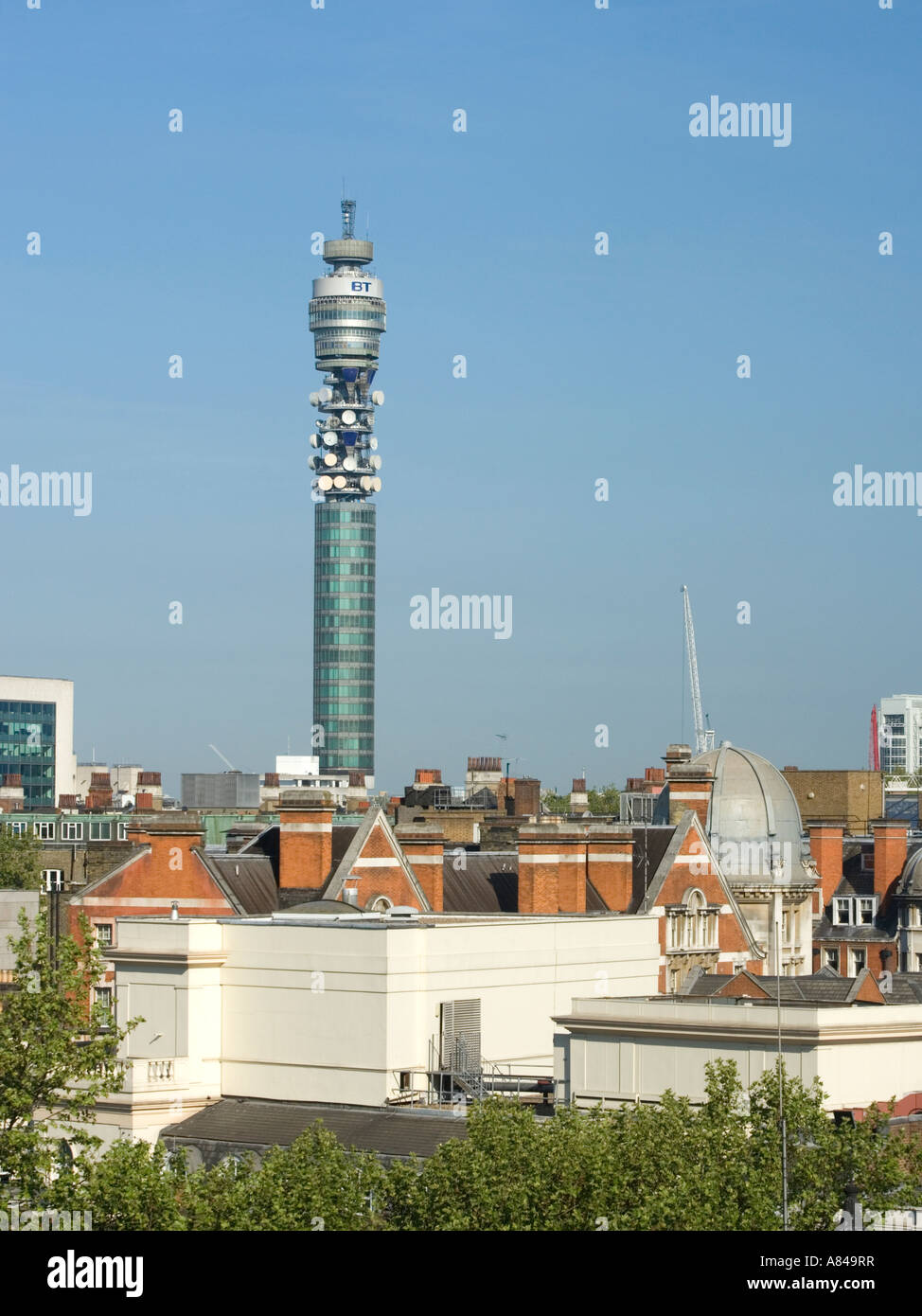 British Telecom Tower against a blue sky in London, England, UK Stock ...