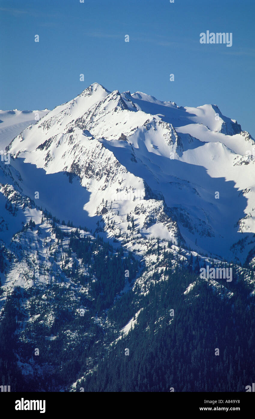 Snow capped Bailey Range Mountains from Hurricane Ridge Visitor Center ...