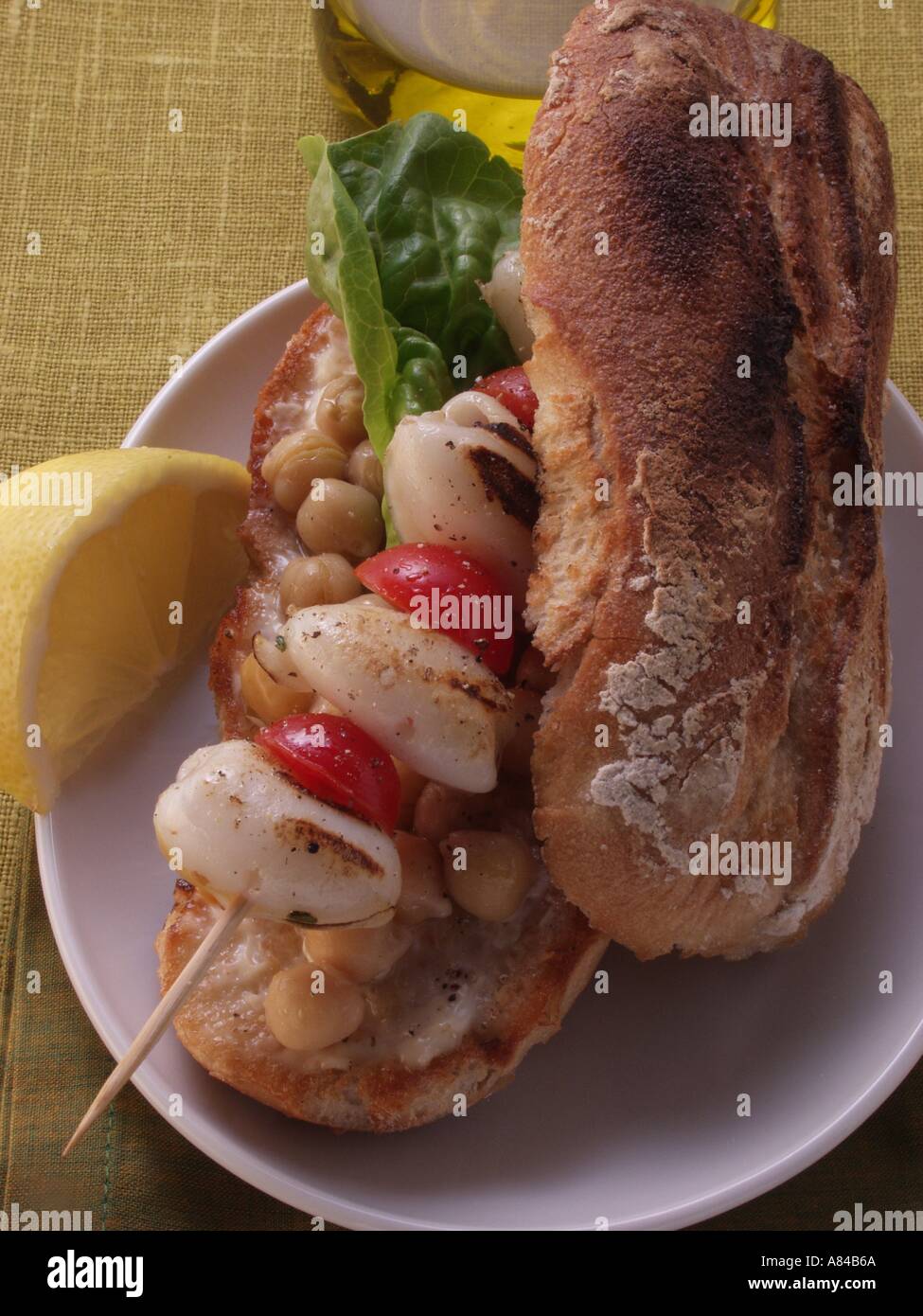 Mediterranean sandwich with cuttlefish and chick peas 2 Stock Photo - Alamy
