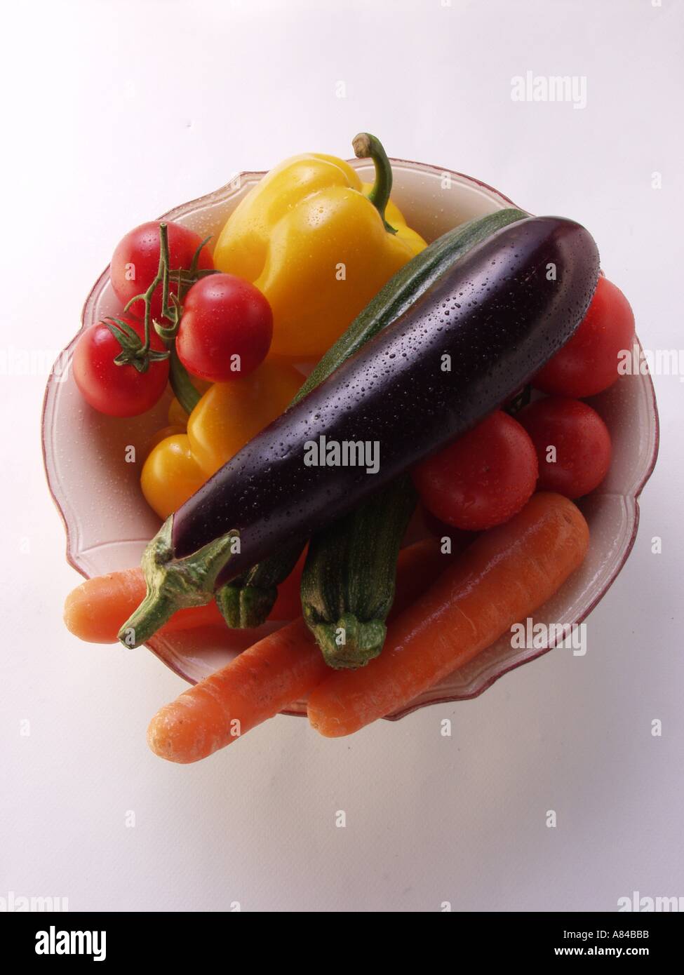 Various types of vegetables on plate 1 Stock Photo - Alamy