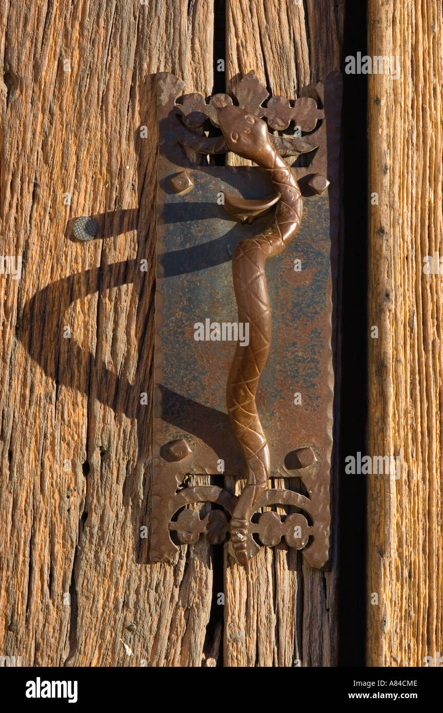 Snake shaped door handle at San Xavier del Bac Mission Tohono O odham ...