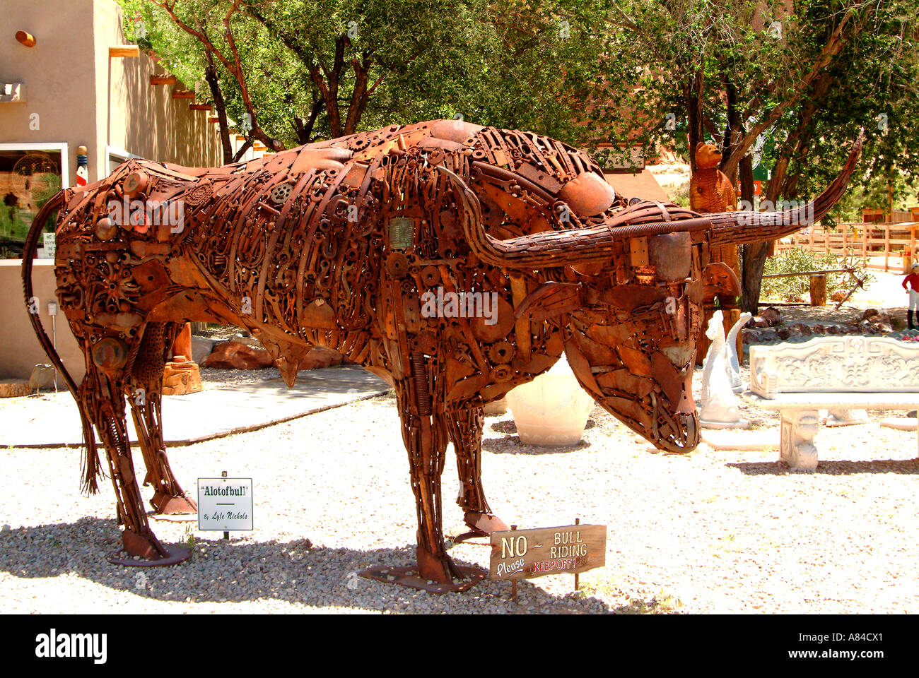 Bull assembled from iron scrap at Hole in the Rock, Utah Stock Photo ...