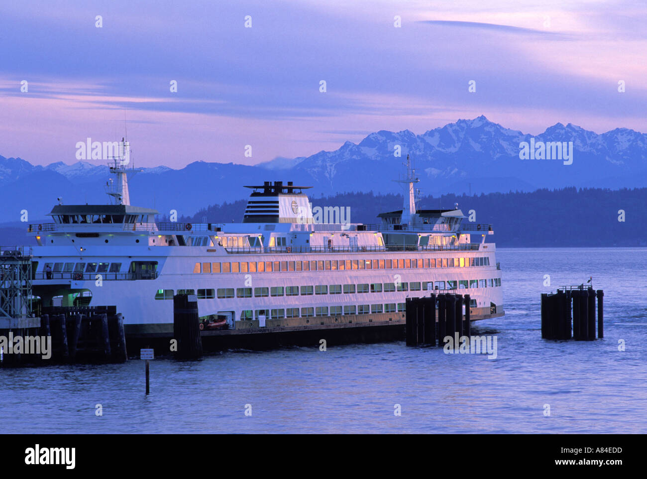 Washington State ferry Puyallup at dock in Edmonds Washington during ...