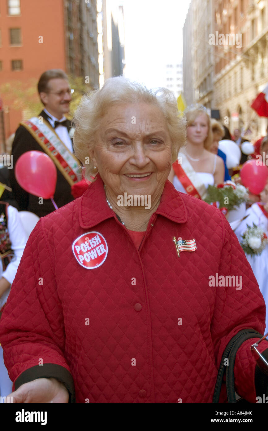 Patriotic Polish American woman at the Polish Parade in New York City ...