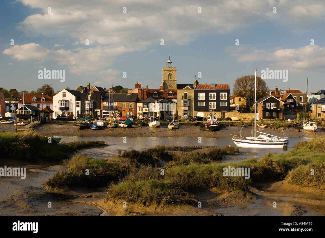 Waterfront and salt marshes at Wivenhoe near Colchester on River Colne ...