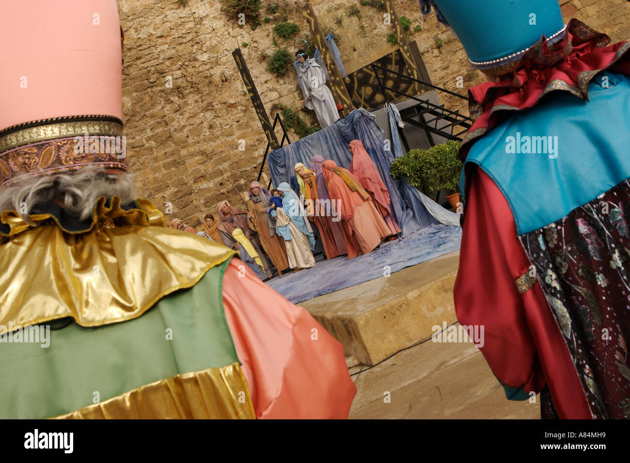 Nativity scene play in Mallorca Stock Photo - Alamy