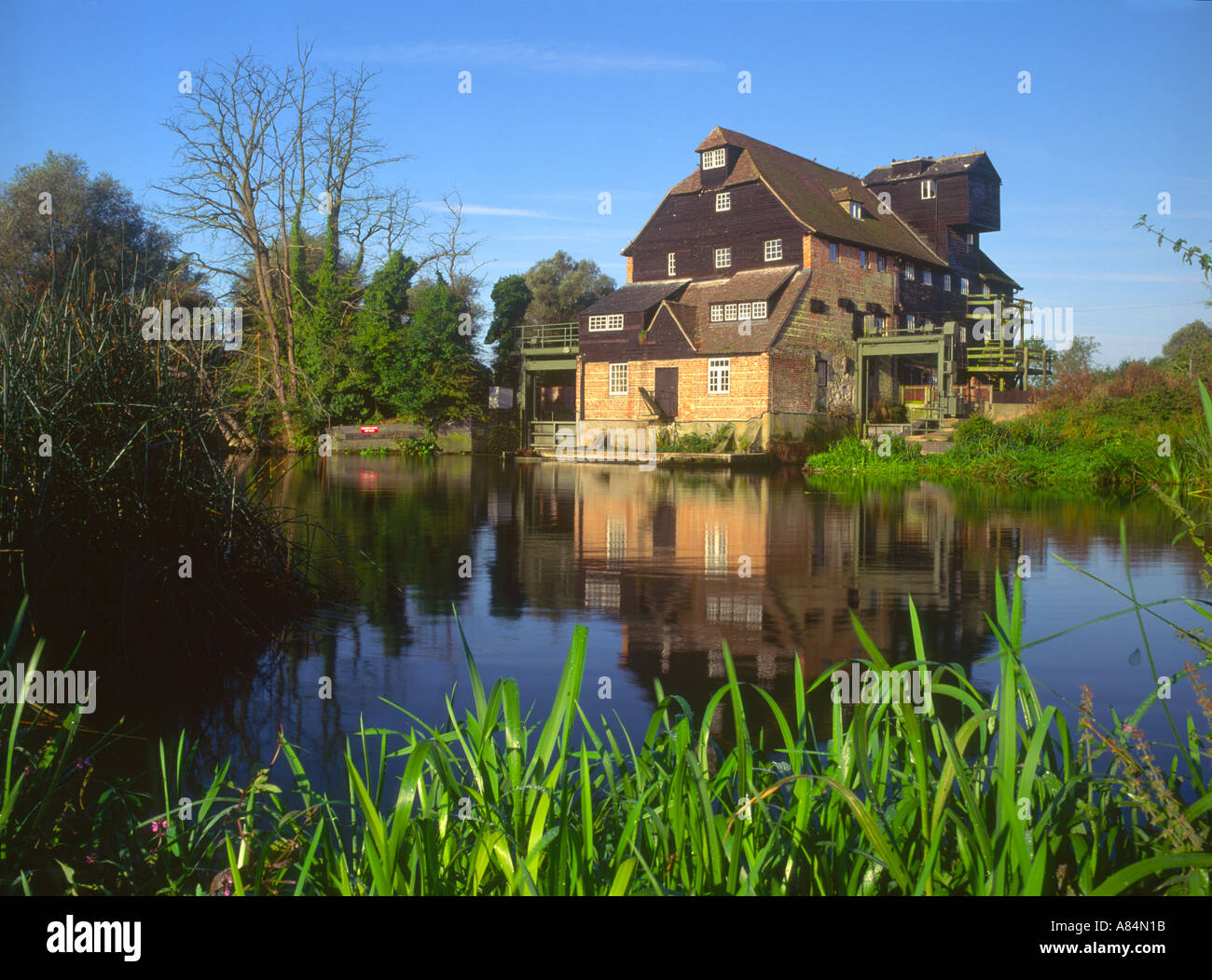 Houghton Watermill on River Ouse near Huntingdon Cambridgeshire England ...