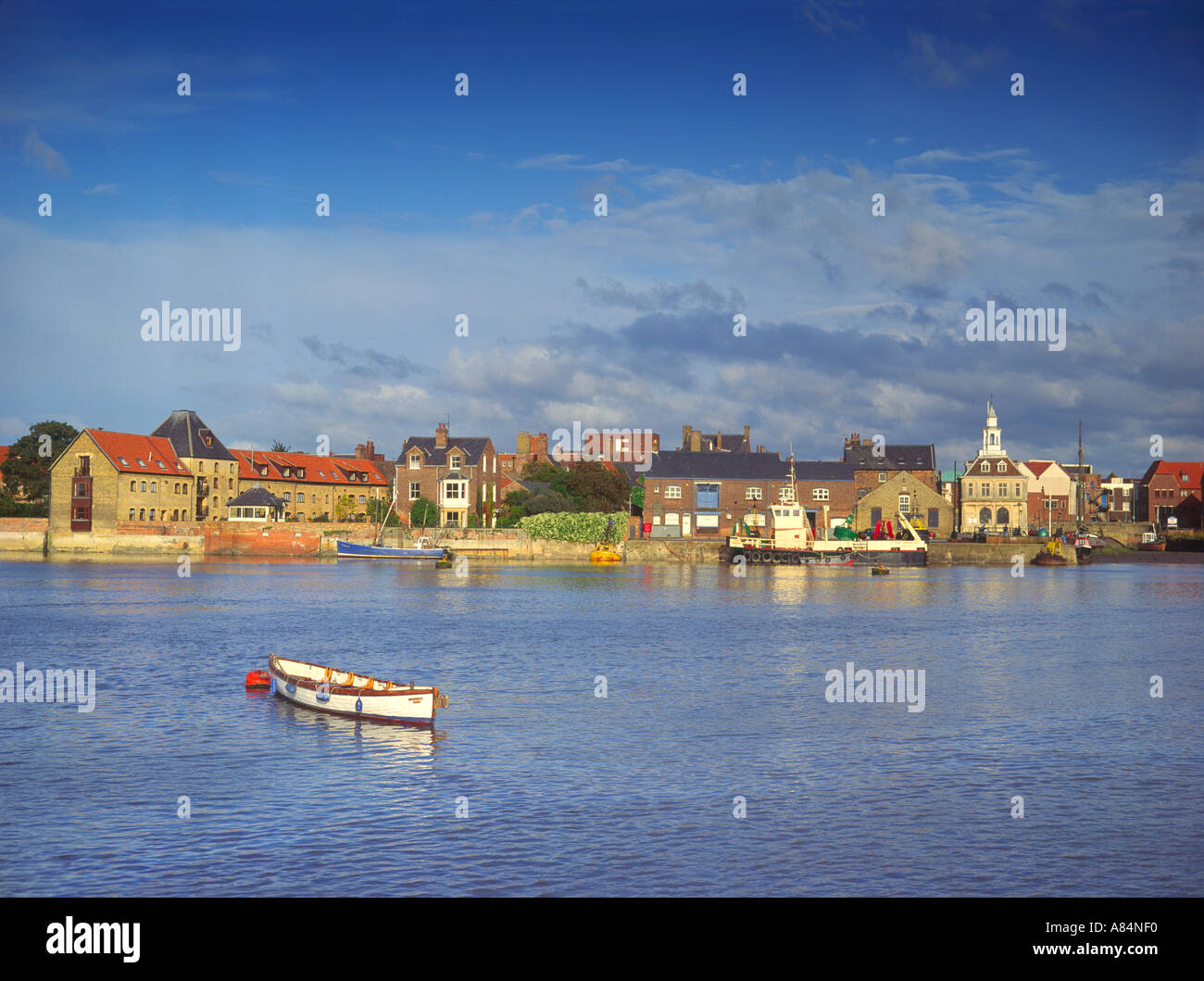 Kings Lynn waterfront and River Great Ouse at high tide Norfolk England ...