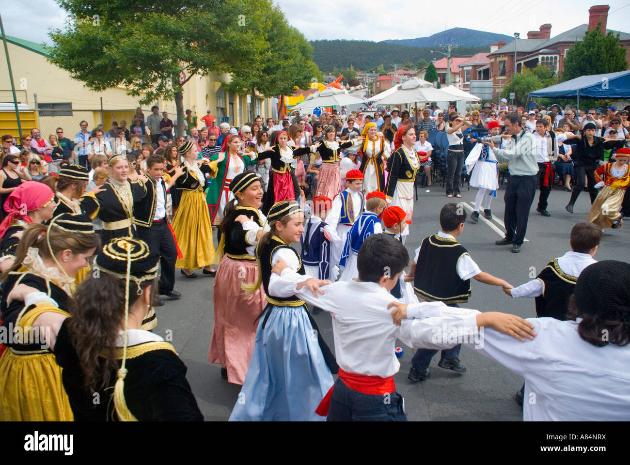 Australians of Greek descent celebrate at a festival with dancing in ...
