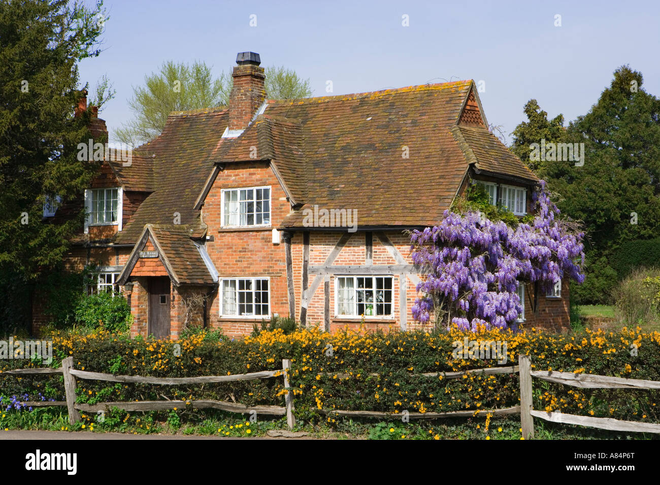 Cottage with Wisteria. Surrey, UK Stock Photo - Alamy