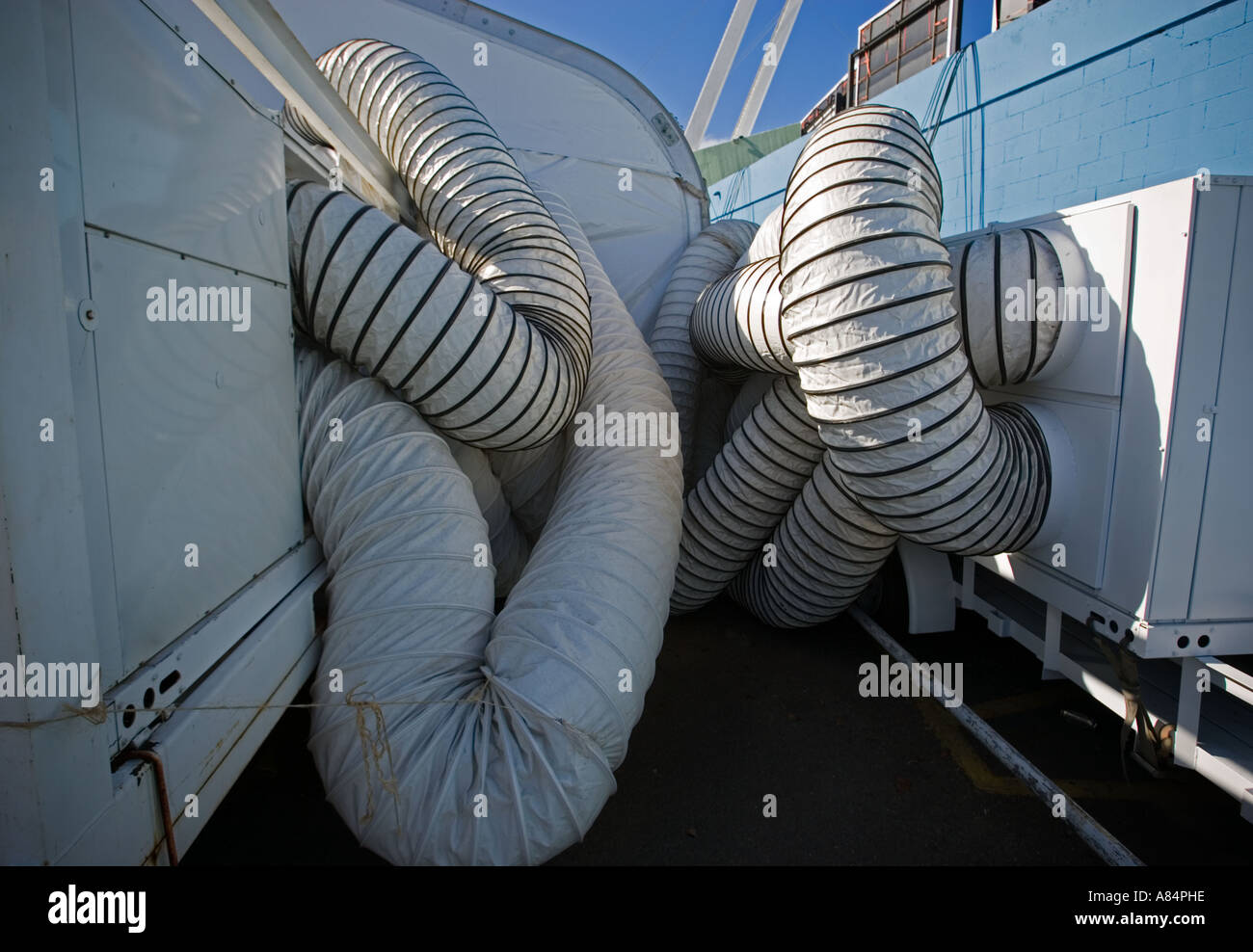 Air conditioner ducts cooling several tents Stock Photo - Alamy
