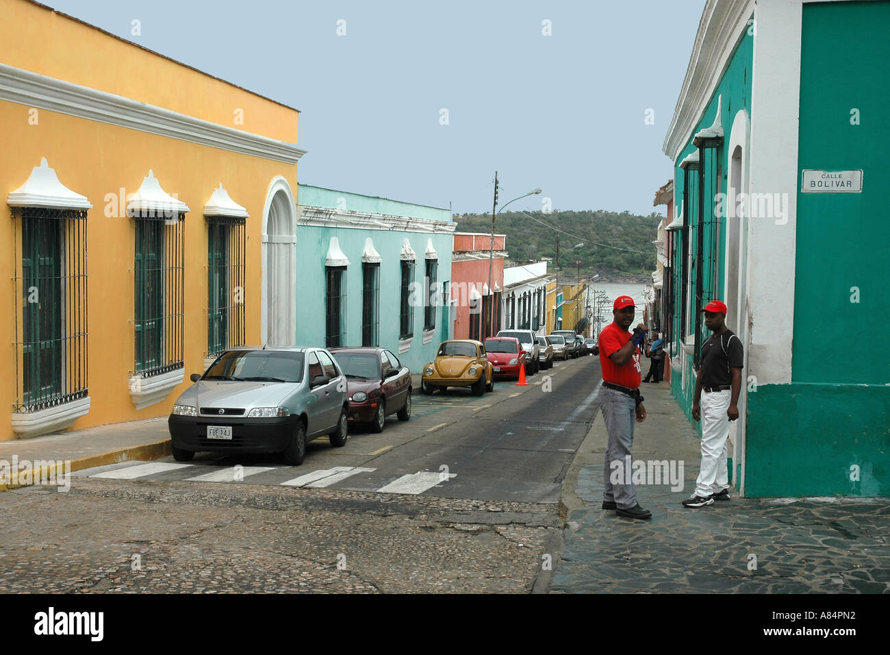 A street in the Spanish colonial quarter of Ciudad Bolívar, Venezuela ...