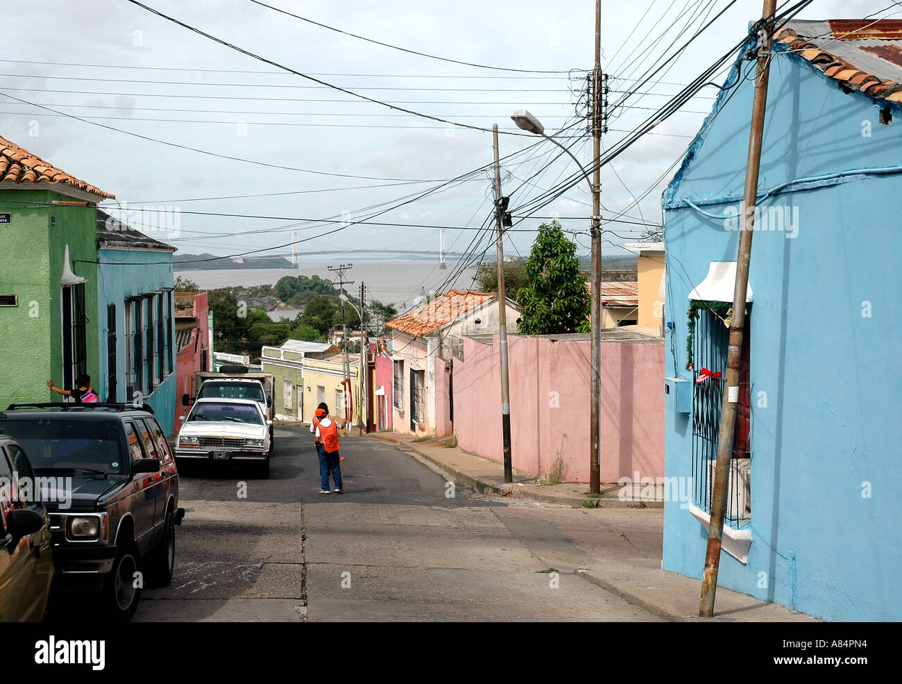 A street in the historic Spanish quarter of Ciudad Bolivar, Venezuela ...