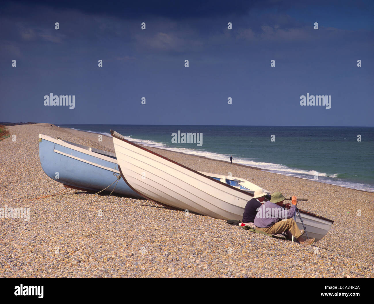 Bird watching at Salthouse beach in North Norfolk England UK Stock ...