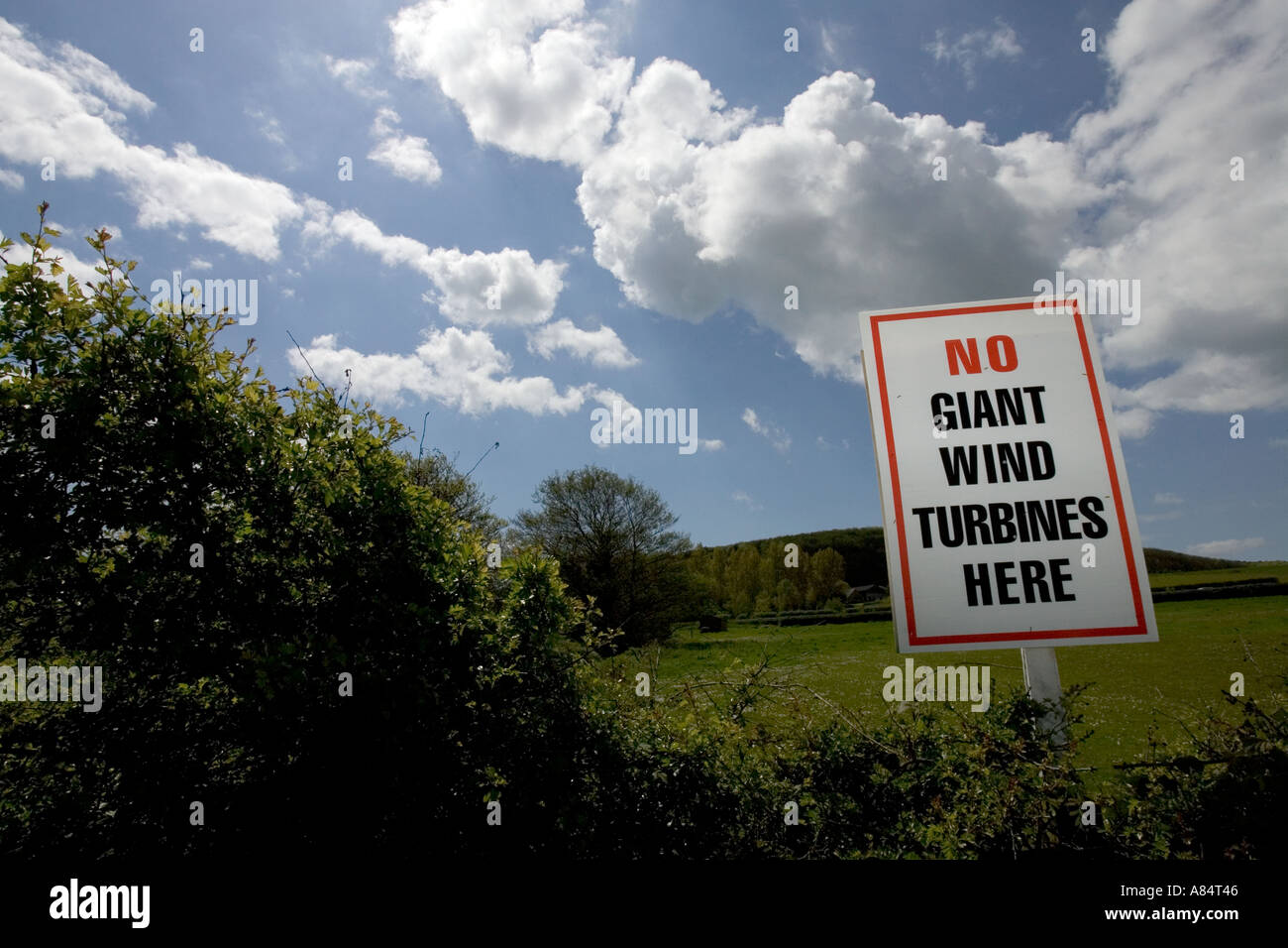 Anti Windfarm Sign in field Wellow Isle of Wight England UK Stock Photo ...