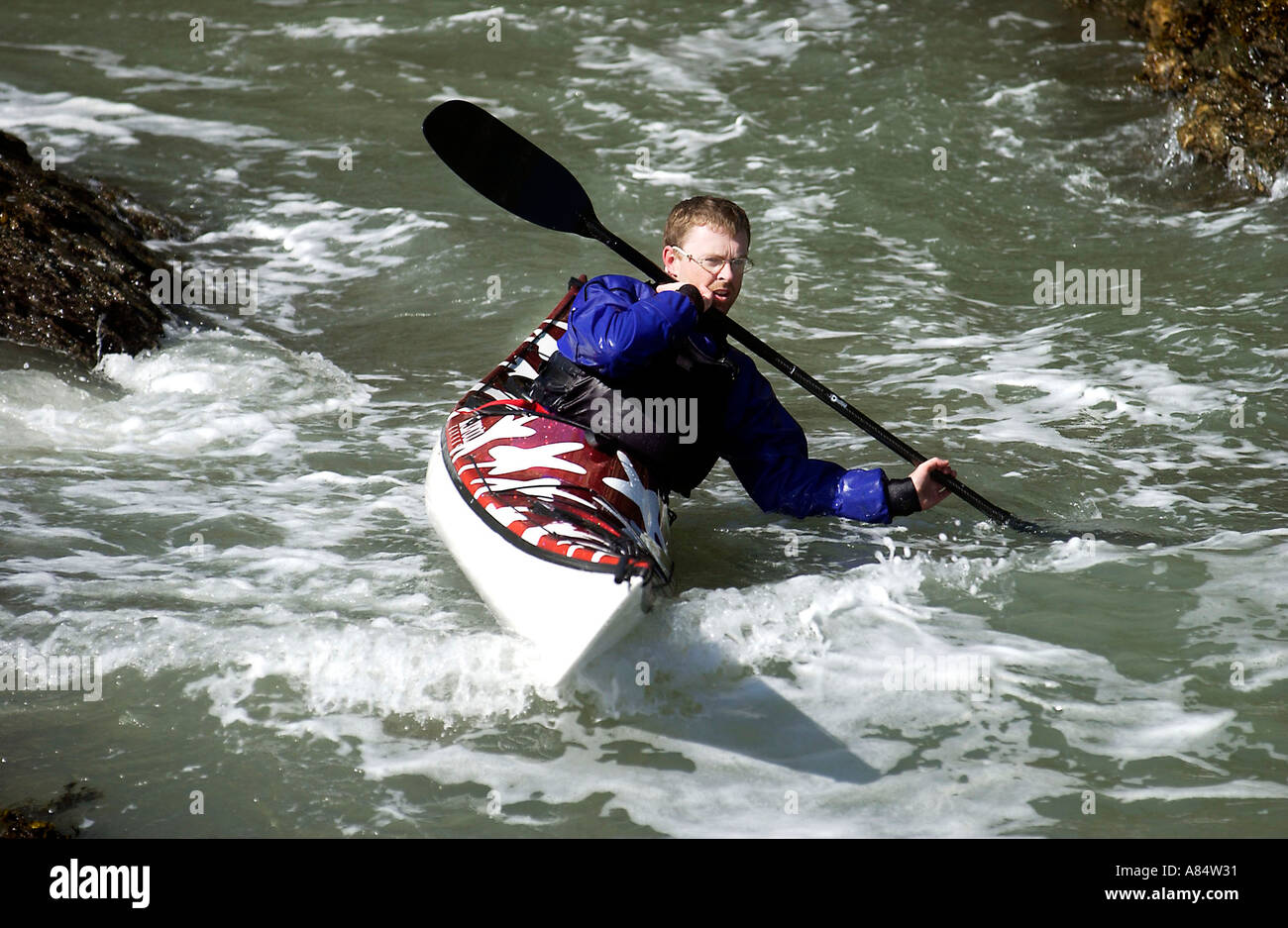 Sea Kayaking Sport Anglesey North West Wales Stock Photo - Alamy