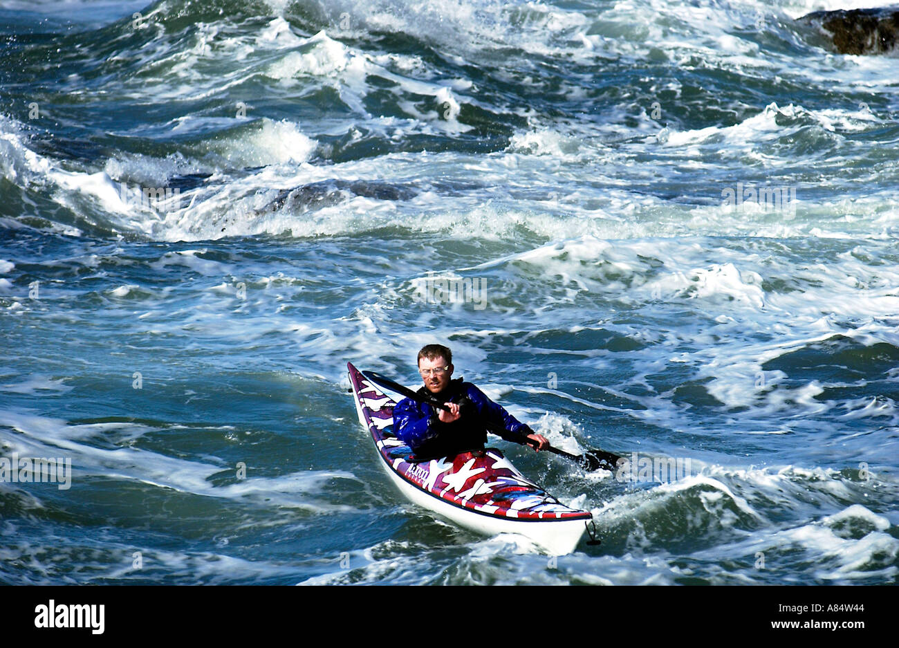 Sea Kayaking Sport Anglesey North West Wales Stock Photo - Alamy