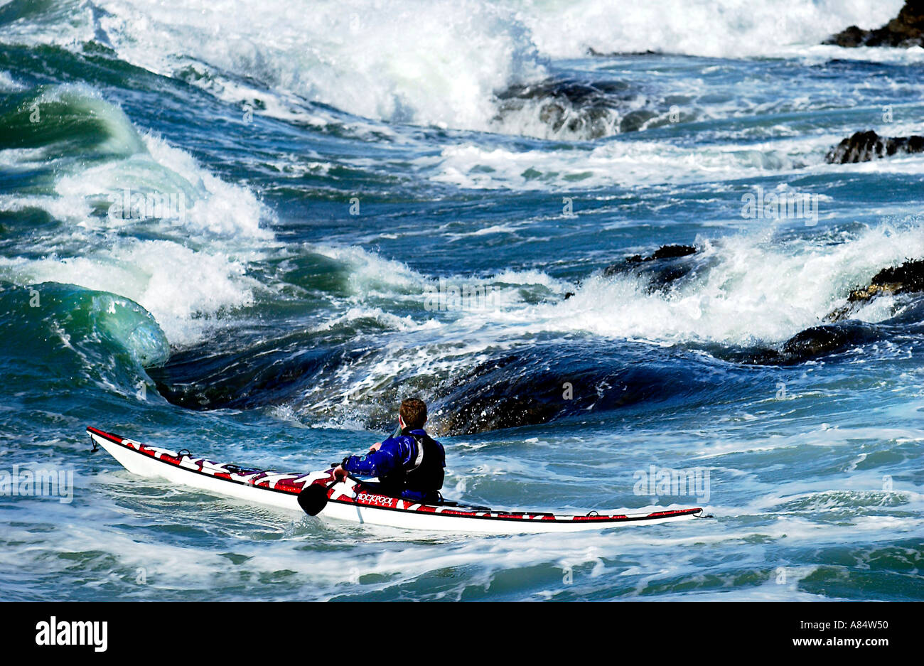 Sea Kayaking Sport Anglesey North West Wales Stock Photo - Alamy