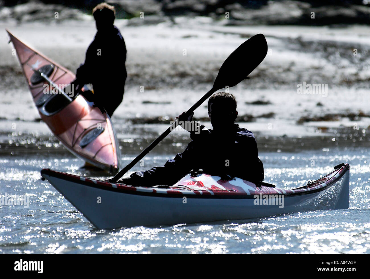 Sea Kayaking Sport Anglesey North West Wales Stock Photo - Alamy