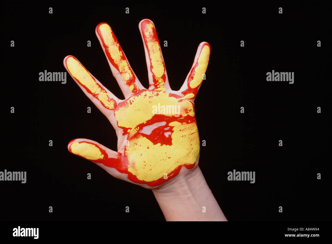 Close up childs palm painted hi-res stock photography and images - Alamy