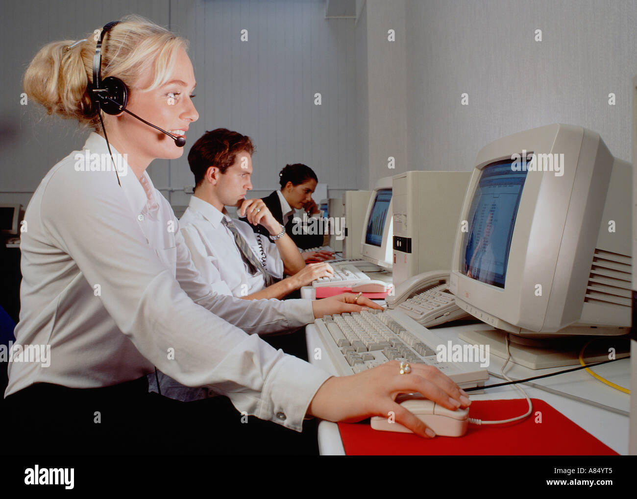 Telephone operators blond woman men hi-res stock photography and images - Alamy