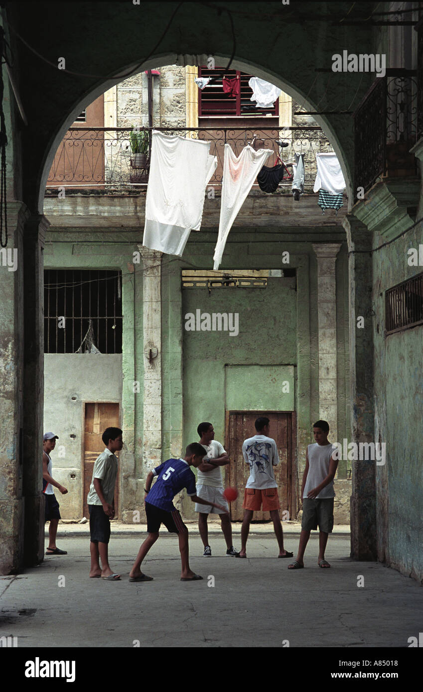 Cuban boys play ball in streets of Havana Vieja Cuba Stock Photo - Alamy