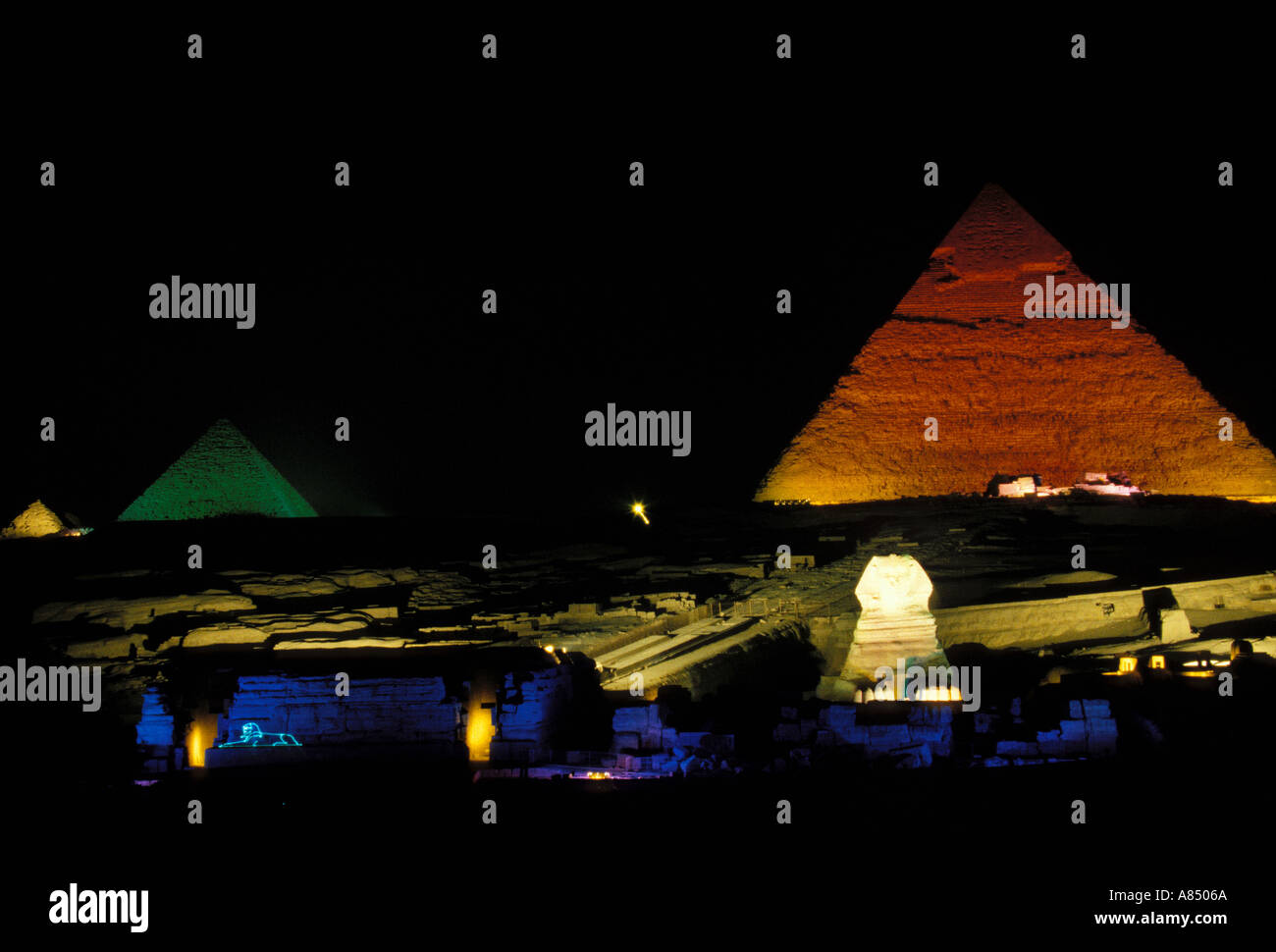 Giza Plateau Pyramid Complex Sound Light Show Giza Plateau EGYPT Stock ...