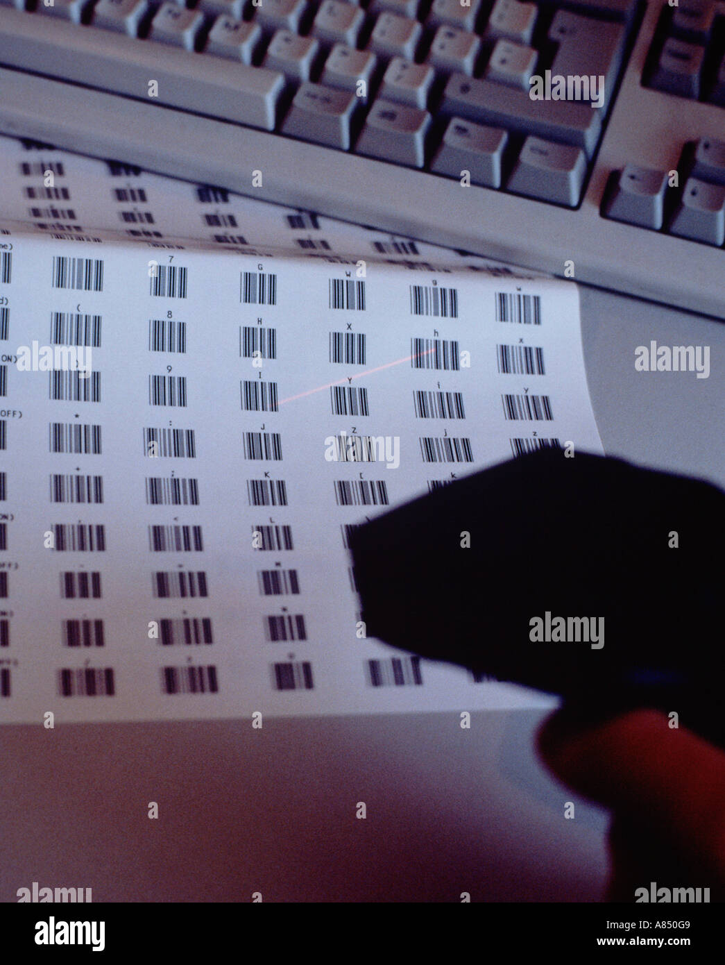 Still life. Barcode reader and print Stock Photo - Alamy