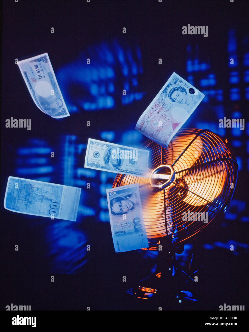 Fan blowing money hi-res stock photography and images - Alamy