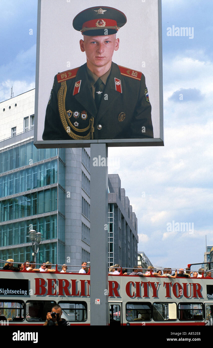 Poster of russian soldier, Checkpoint Charlie, Berlin, Germany Stock ...