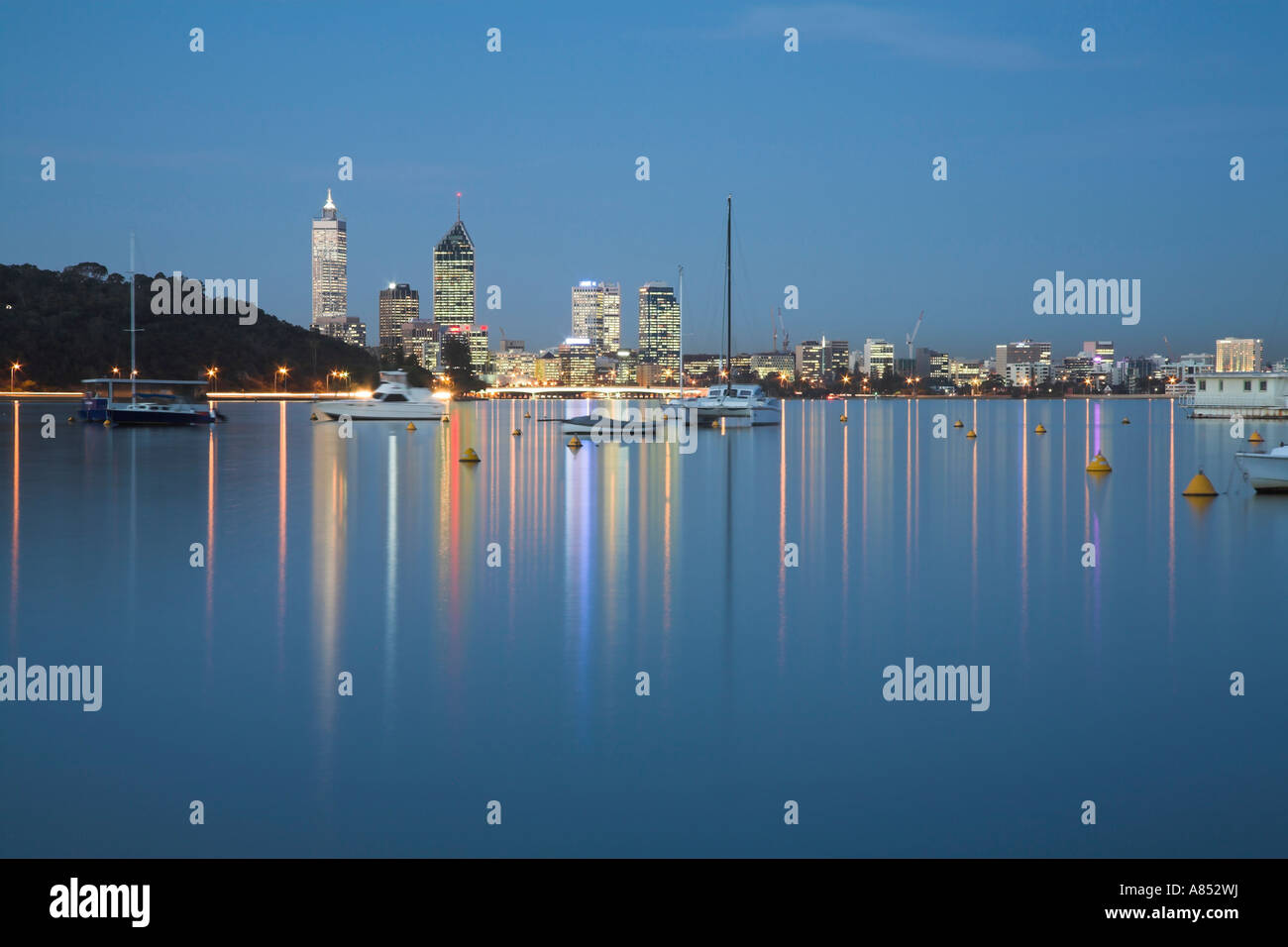 Western Australia's capital city, Perth, as seen across the waters of ...