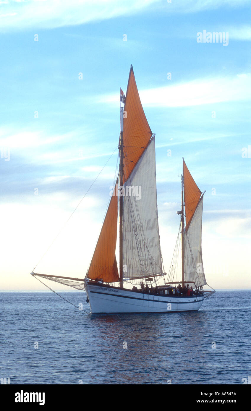 The 1954 gaff rigged ketch French tuna trawler Étoile Molène now used ...