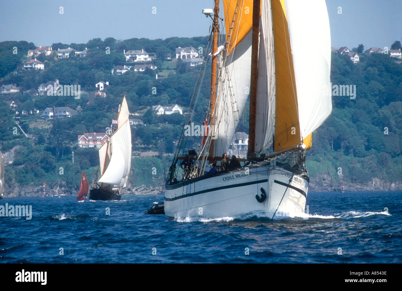 The 1954 gaff rigged ketch French former tuna trawler Étoile Molène off ...
