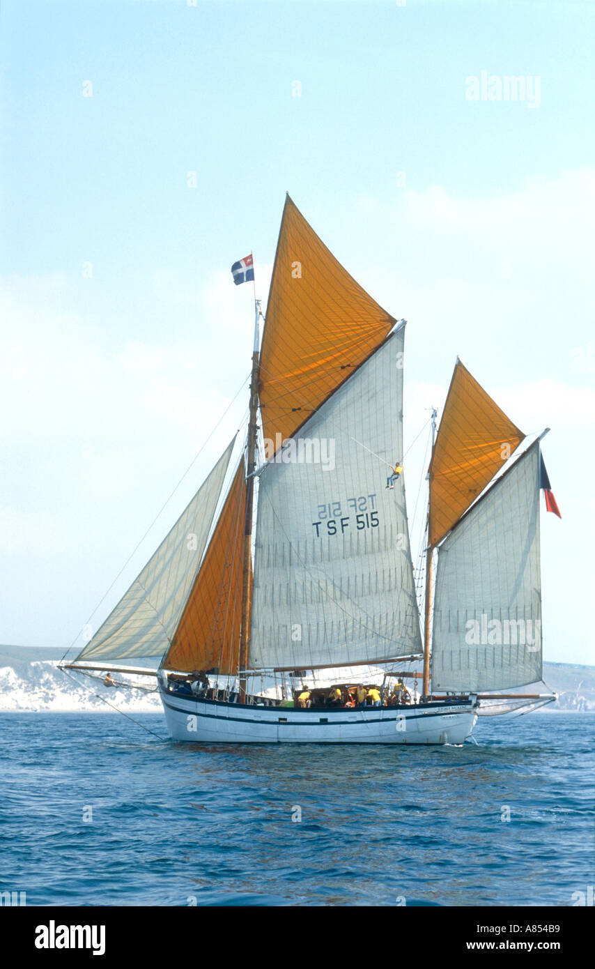 The 1954 gaff rigged ketch French tuna trawler Étoile Molène now used ...