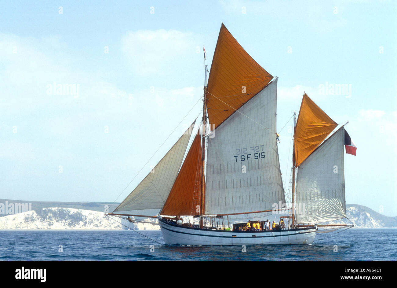 The 1954 gaff rigged ketch French tuna trawler Étoile Molène now used ...