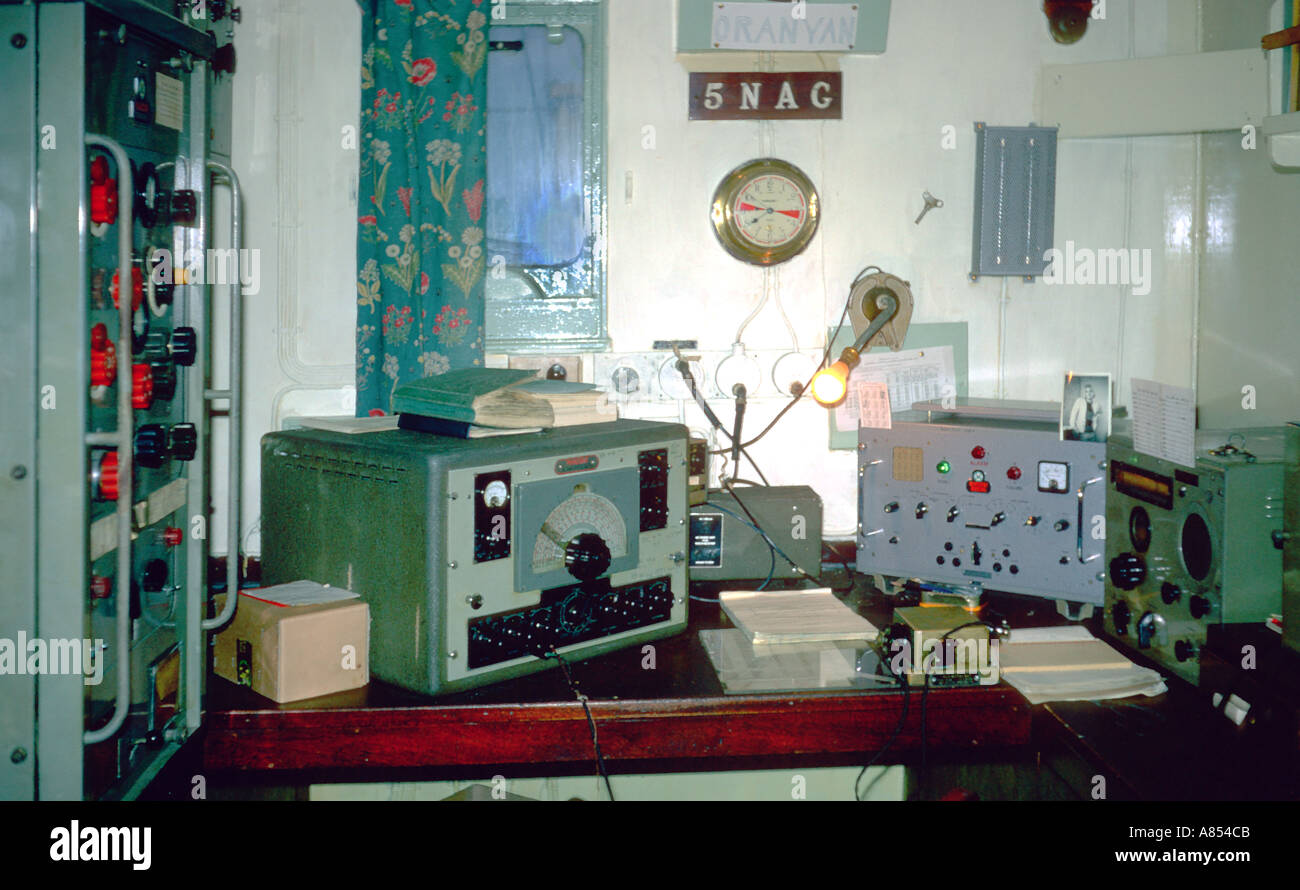 1960 s merchant navy freighter s radio room Stock Photo - Alamy