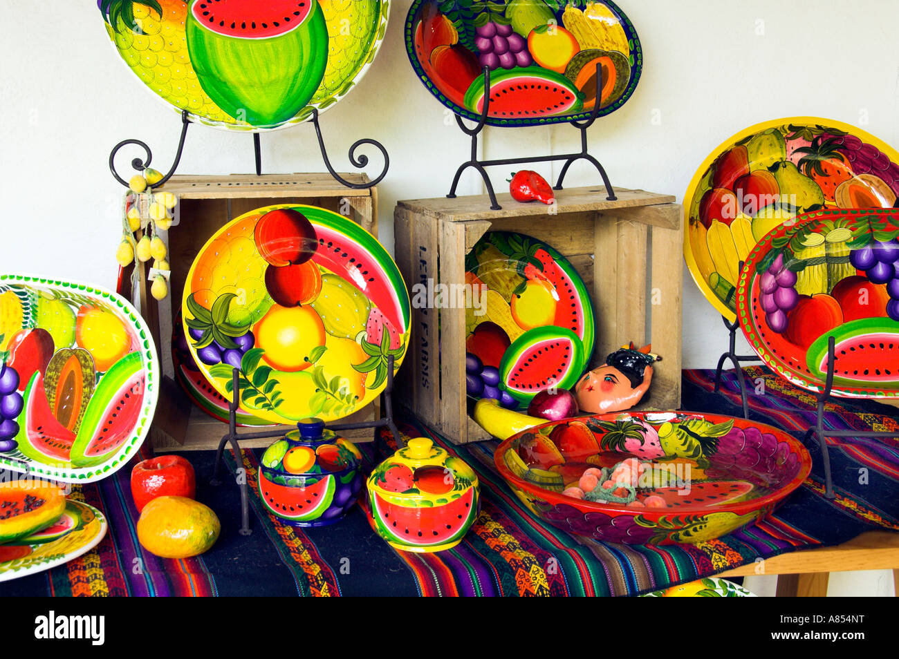 Colorful plates and pottery for sale at the Old Town Market in San ...
