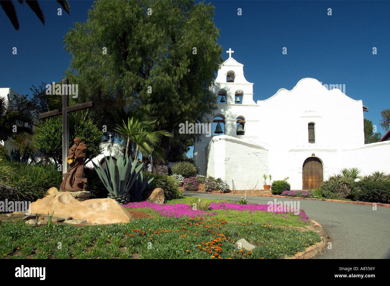 The exterior front of the Mission Basilica San Diego de Alcala near San ...