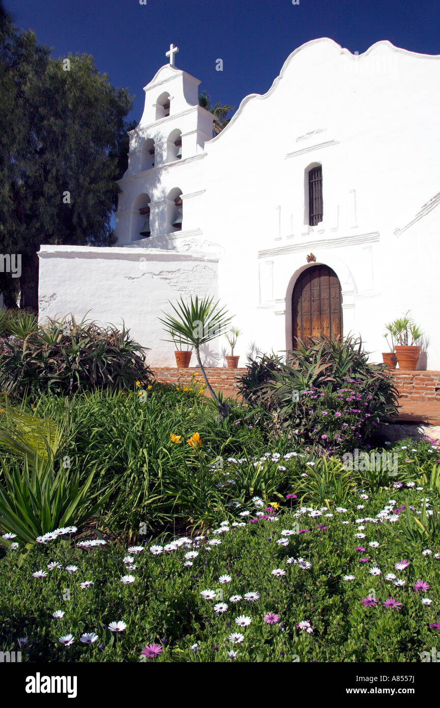 The exterior front of the Mission Basilica San Diego de Alcala near San ...
