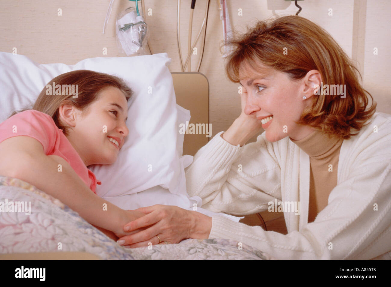 Mother visiting child daughter in hospital Stock Photo - Alamy
