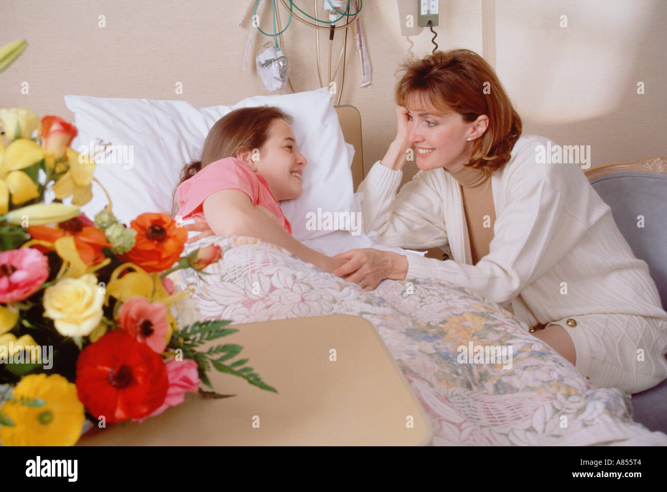 Mother visiting child daughter in hospital Stock Photo - Alamy