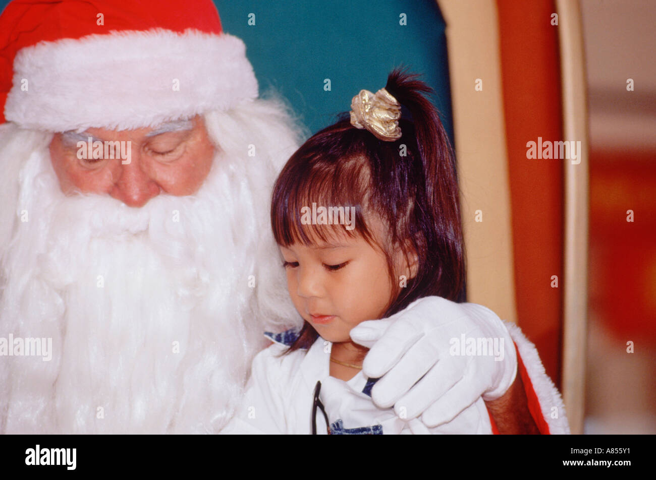Christmas. Santa Claus. Father Christmas with little girl Stock Photo ...