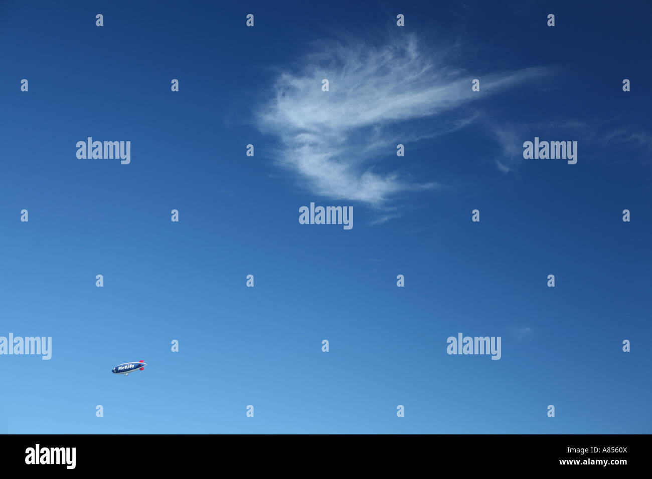 MetLife Blimp flying over Miami Beach Stock Photo - Alamy
