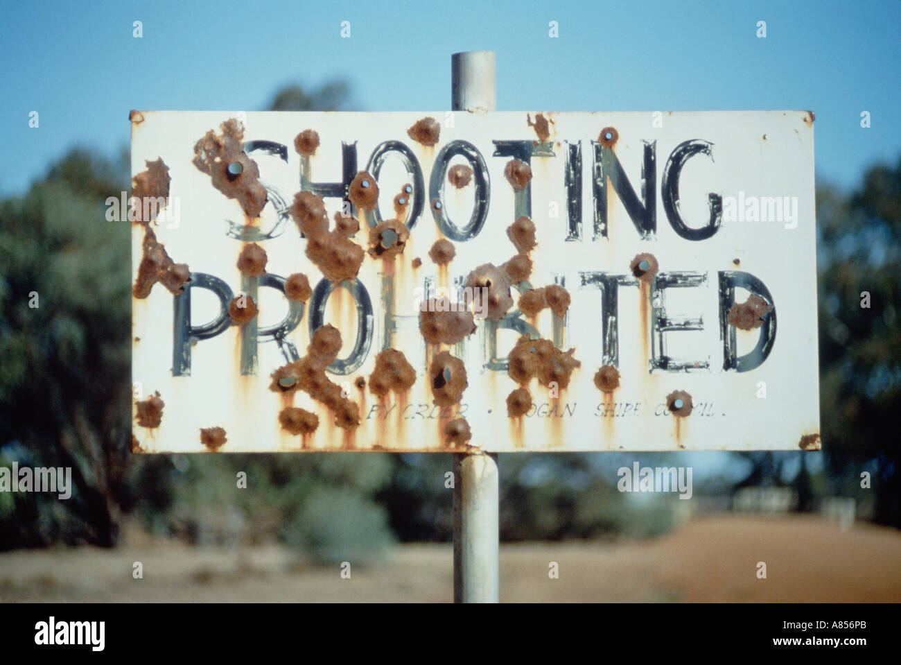 Australia. New South Wales. Bourke. "Shooting Prohibited" sign Stock ...